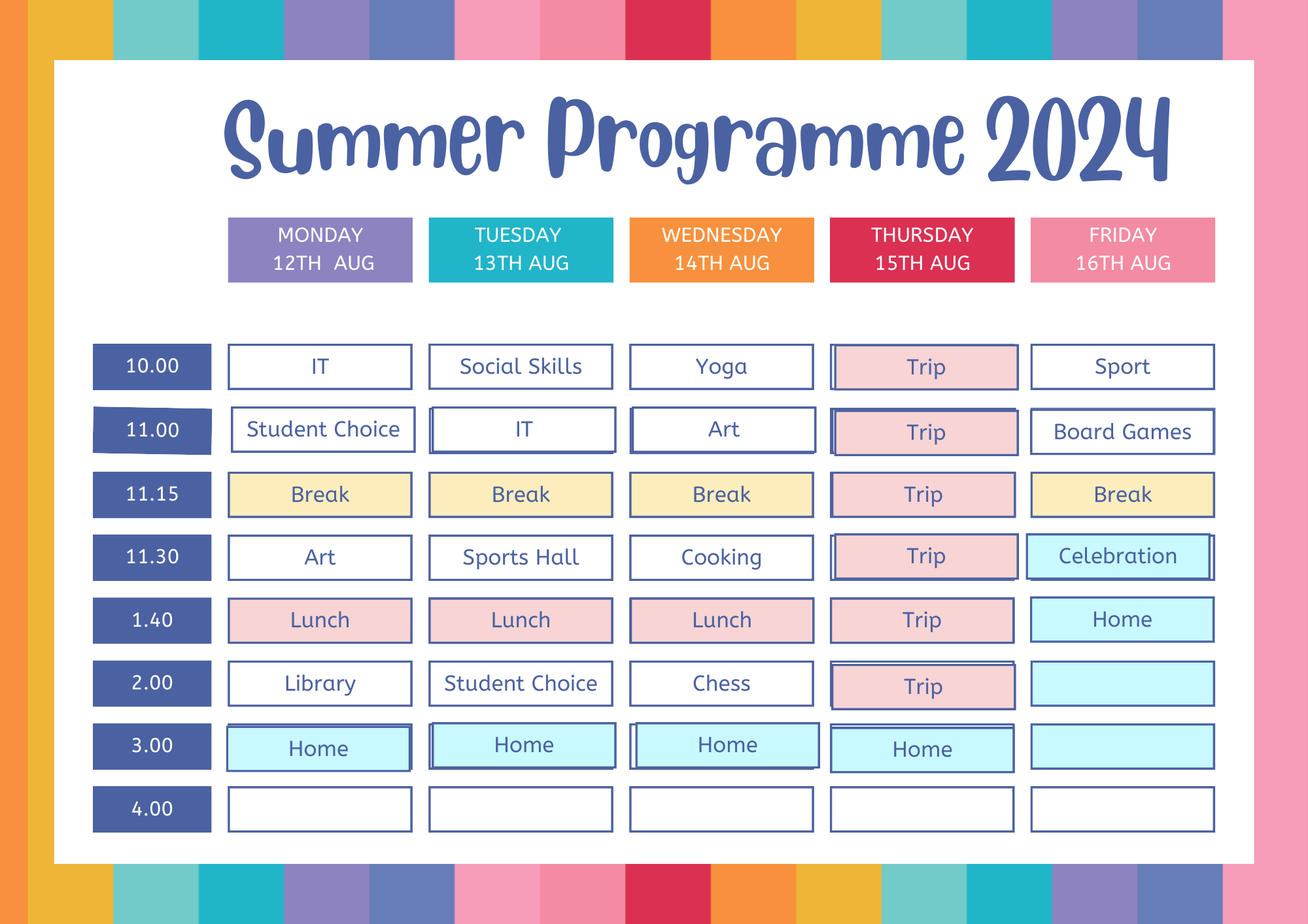 Summer Programme 2024 – Scoil Ruáin